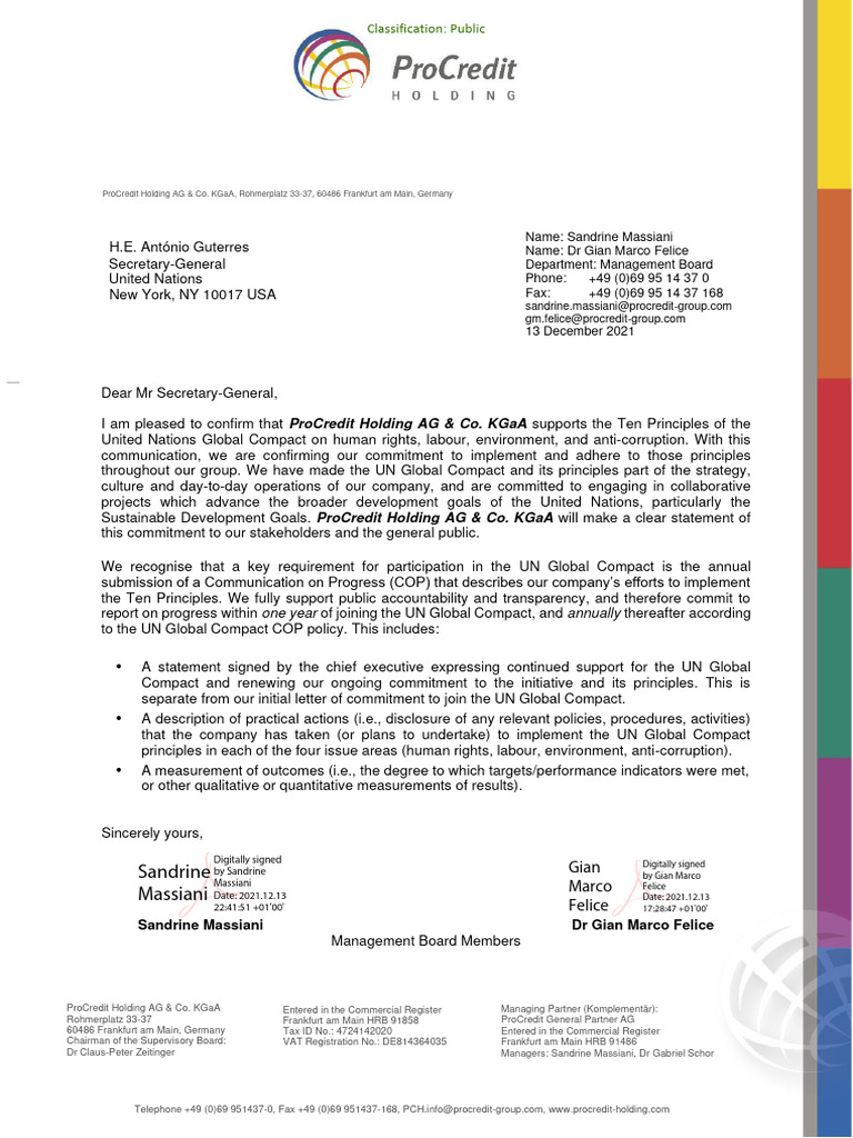 Brief - PCH - Global Compact - Dec21 - Signed | PDF