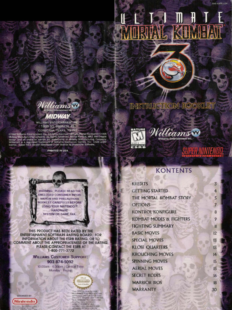 Ultimate Mortal Kombat 3 (USA) | PDF