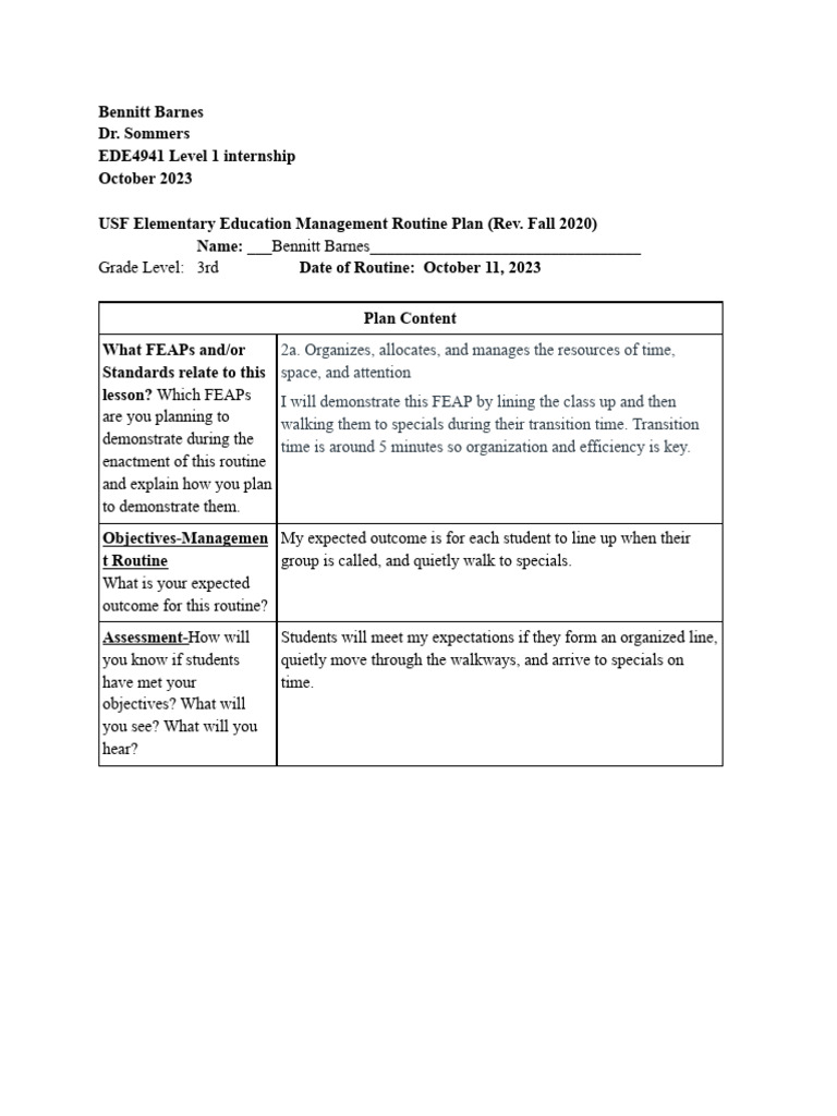 Supervisor Bservation 1 Lesson Plan | PDF