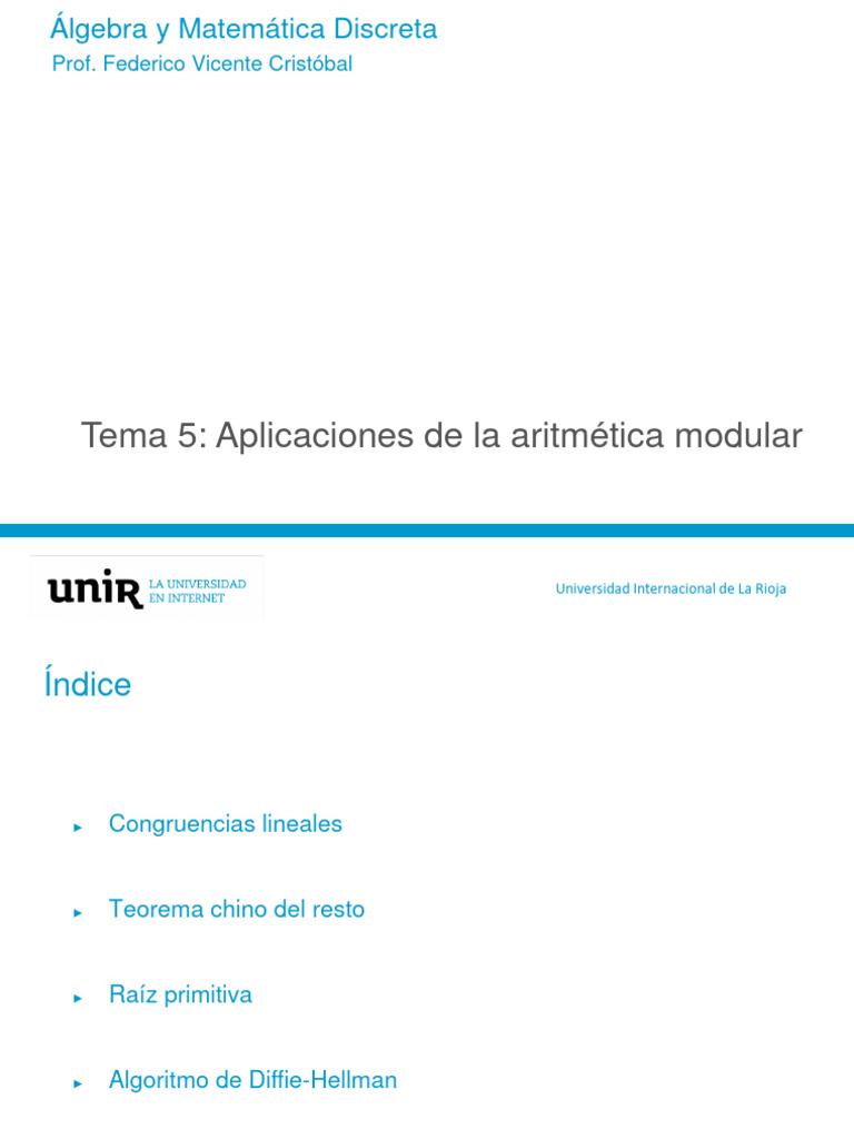 Tema 5 - Aplicaciones de La Arimetica Modular - FVC-1 | PDF ...