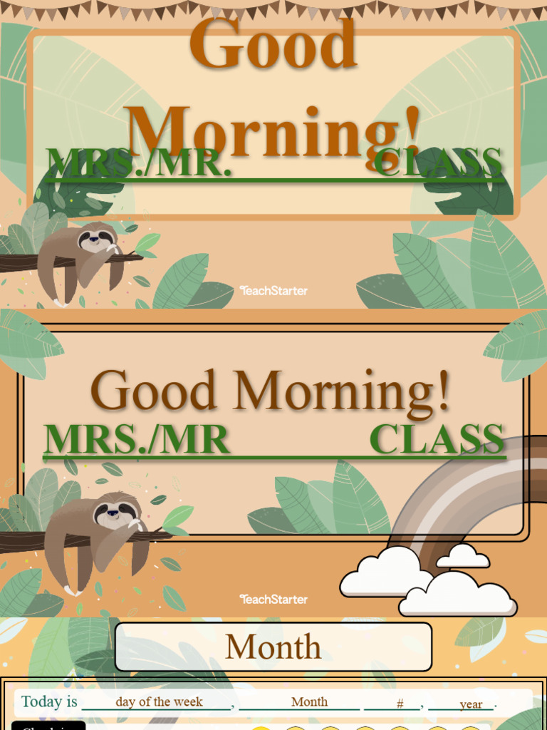 Sloththemed Classroom Power Point Templates Microsoft Power Point | PDF