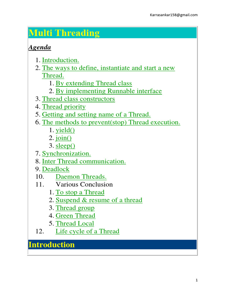 Multi Threading Pdf Thread Computing Process Computing