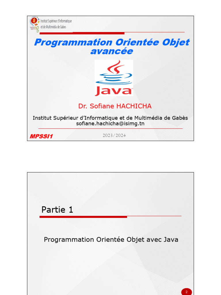 POOavancée Chapitre1 | PDF | Classe (informatique) | Java (Langage de programmation)