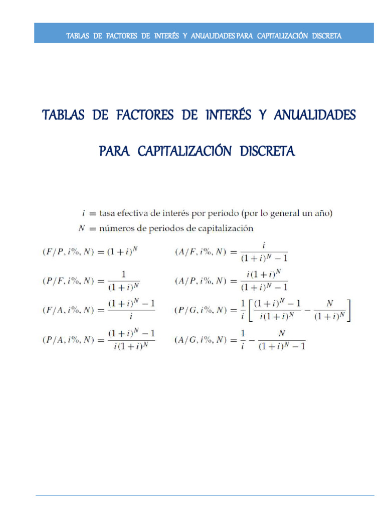 Tablas de Factores de Interés | PDF