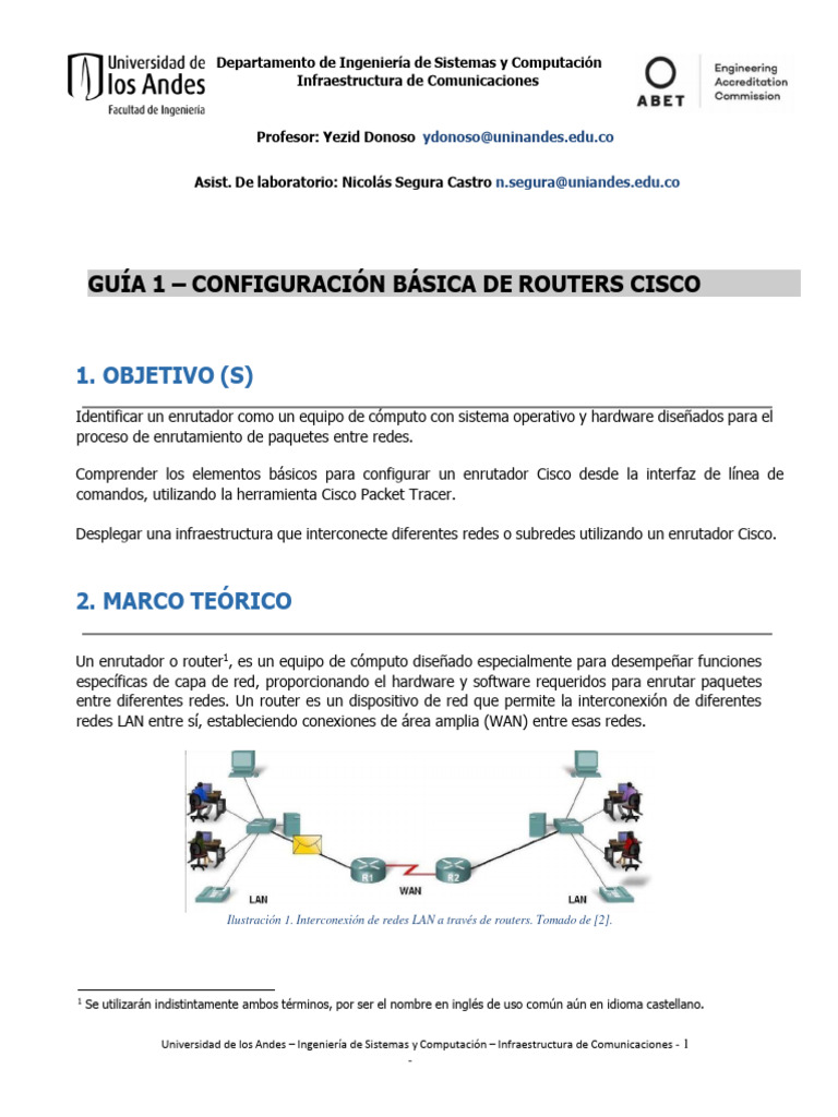 Guía 1 - Configuración Básica de Routers Cisco | PDF