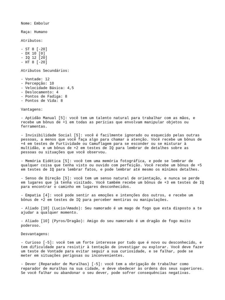 Ficha Gurps | PDF | Roupas | Arco e flecha Ficha Gurps | PDF | Roupas | Arco e flecha
