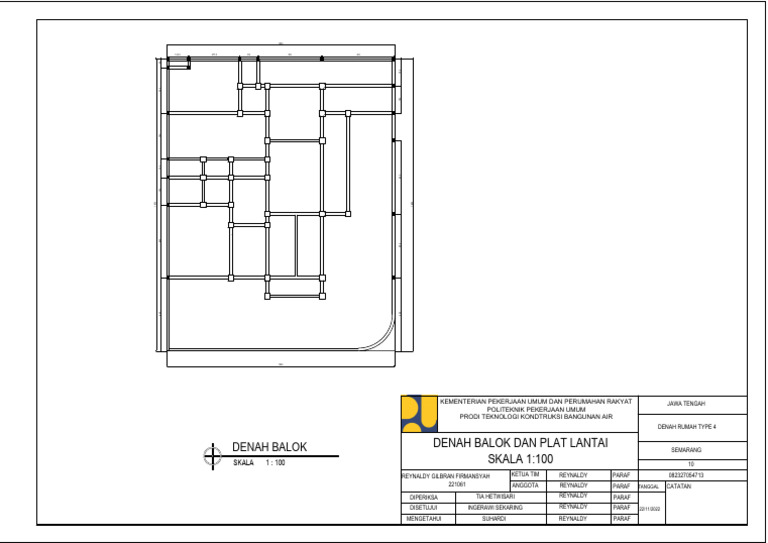 Denah balok dan Plat lantai Reynaldy 221061-Layout12 | PDF