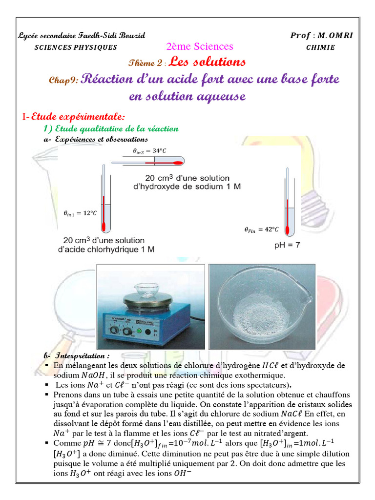 Reaction Acide Fort Base Forte Eleve | PDF