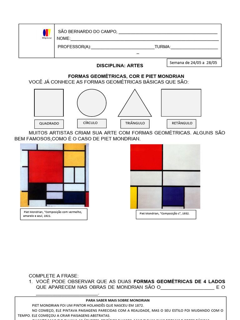 Arte Geométrica com Mondrian | PDF