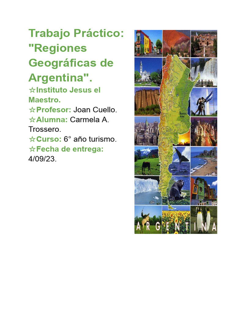 Trabajo Practico- -Regiones Geográficas de Argentina-. | PDF