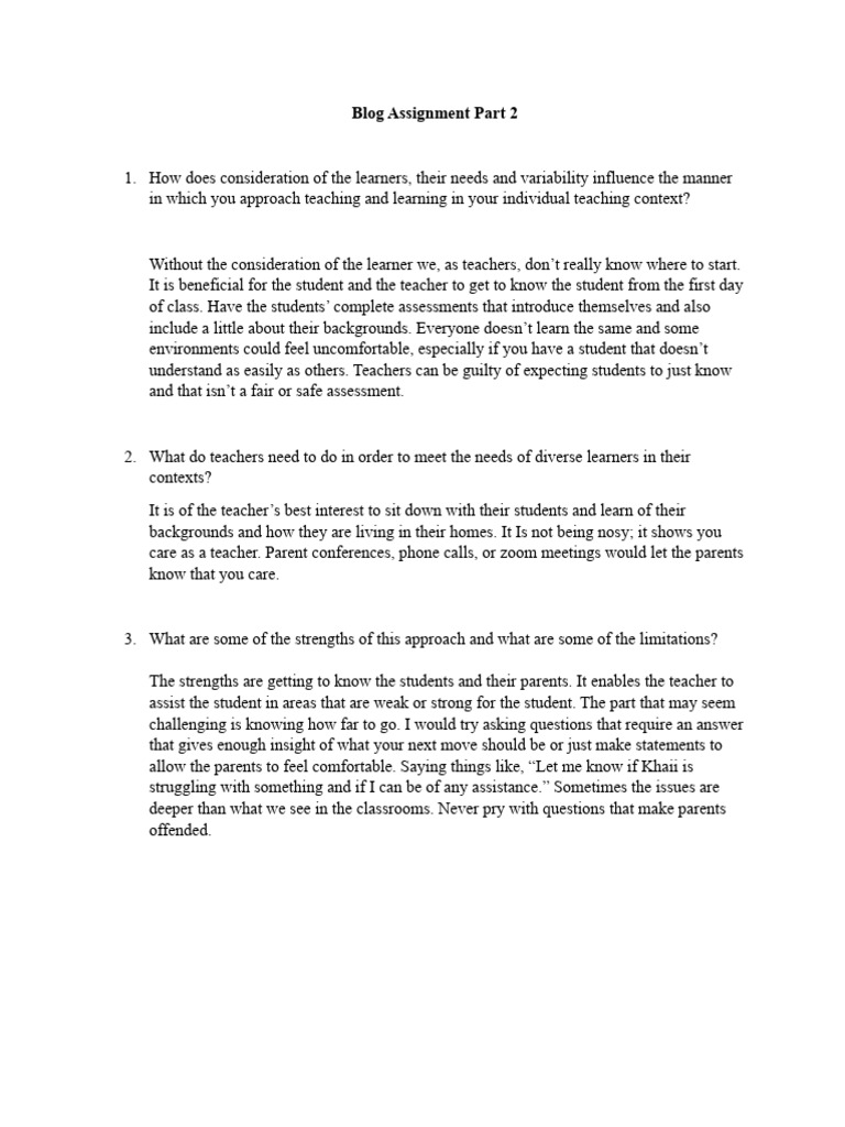 Blog Assignment Part 2 | PDF