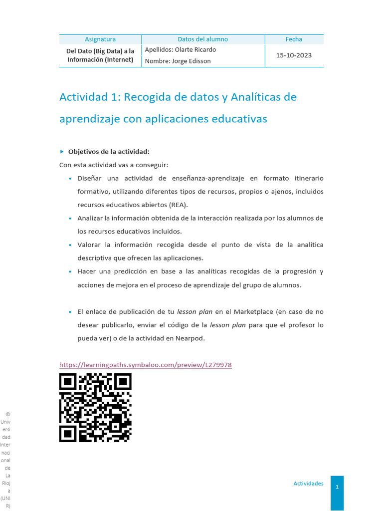 Recogida de Datos y Analíticas de Aprendizaje Con Aplicaciones ...