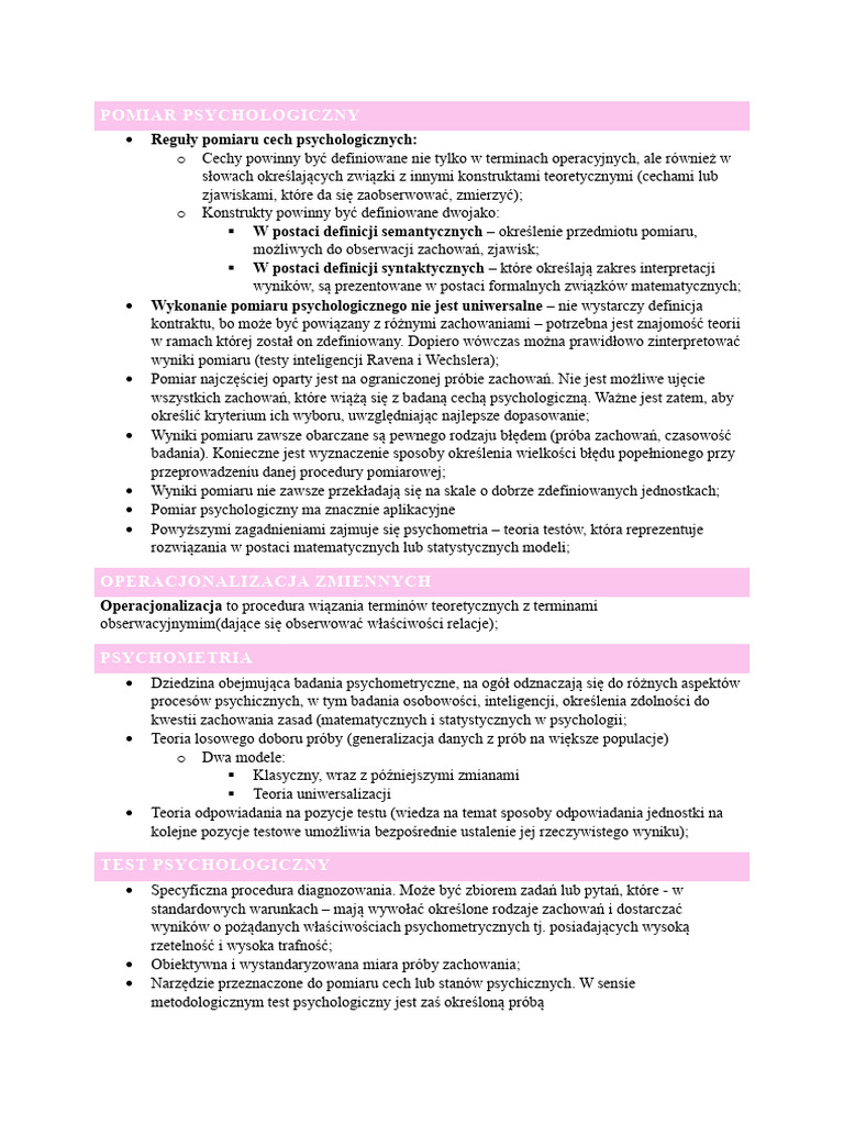 Psychometria Egzamin | PDF