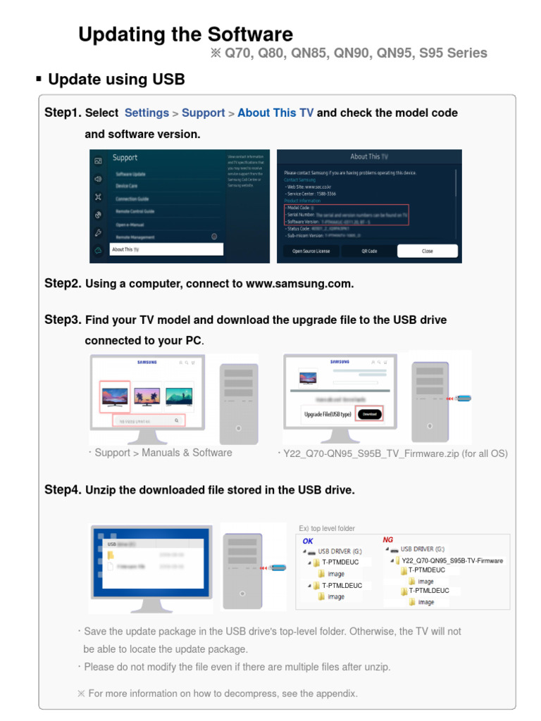 2022 TV Firmware Upgrade Instruction Q70 Q80 QN85 QN90 QN95 S95B Series ...