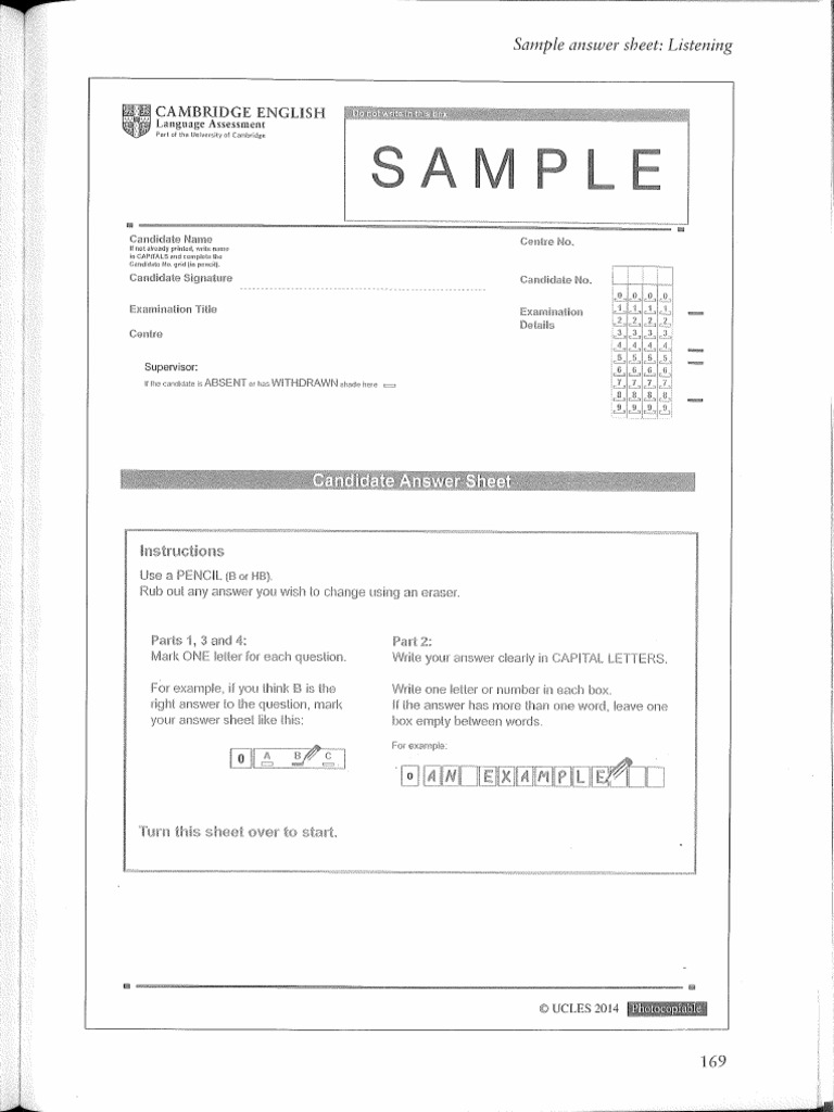 Answer Sheet Listening b2 | PDF