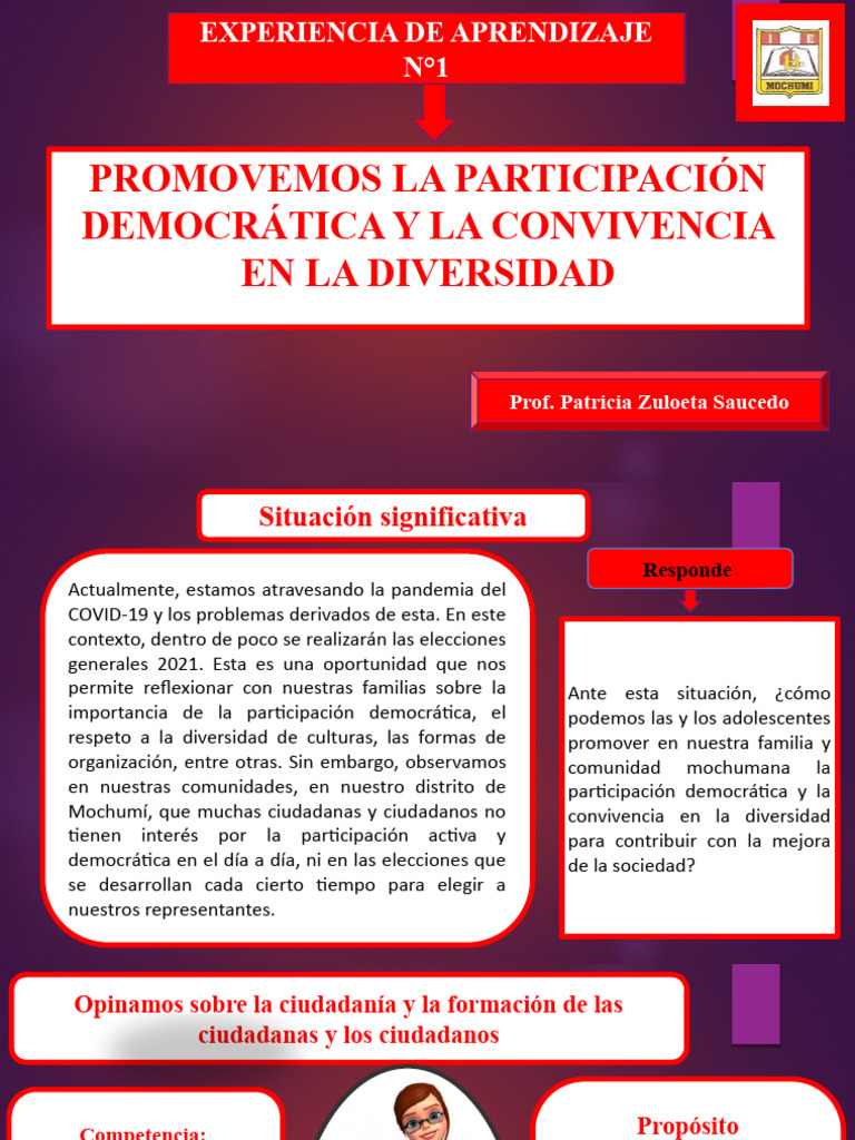 Promovemos La Participación Democrática Y La Convivencia en La Diversidad | PDF
