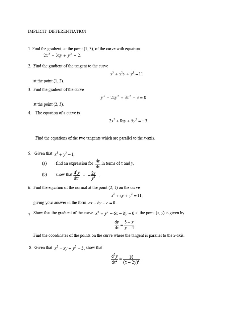 2023 Implicit Differentiation | PDF