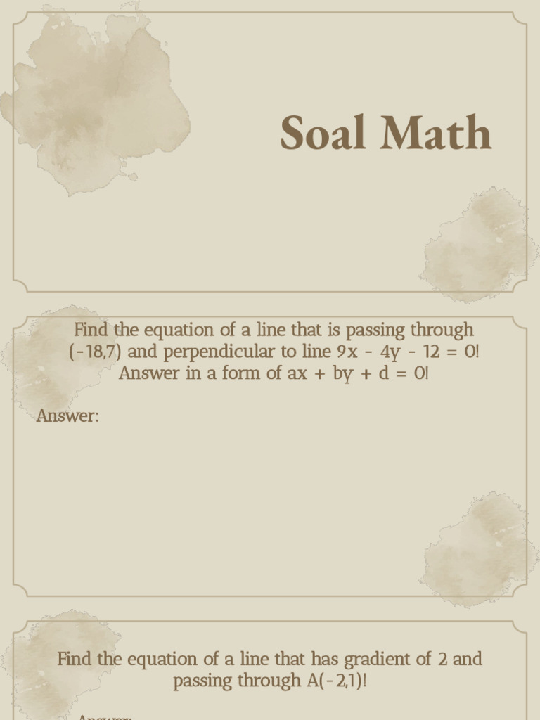 Soal Math | PDF | Line (Geometry) | Equations