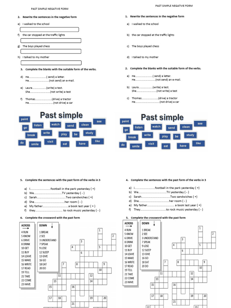 Past Simple Negative Form Exercises | PDF | Language Arts & Discipline