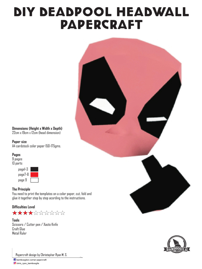 DIY Deadpool Headwall Papercraft | PDF | Home & Garden