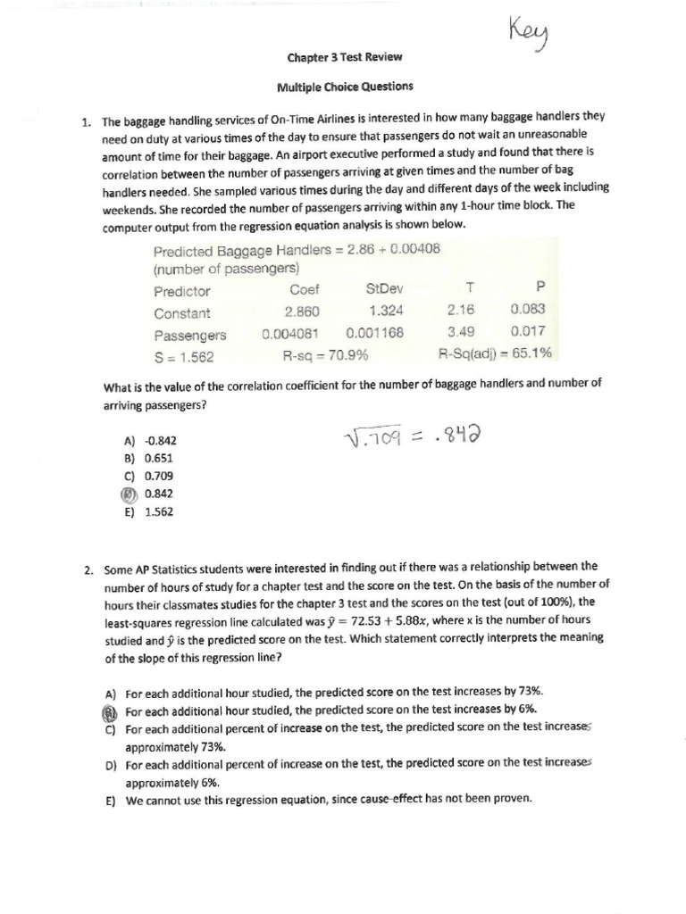 Chapter 3 Test Review | PDF