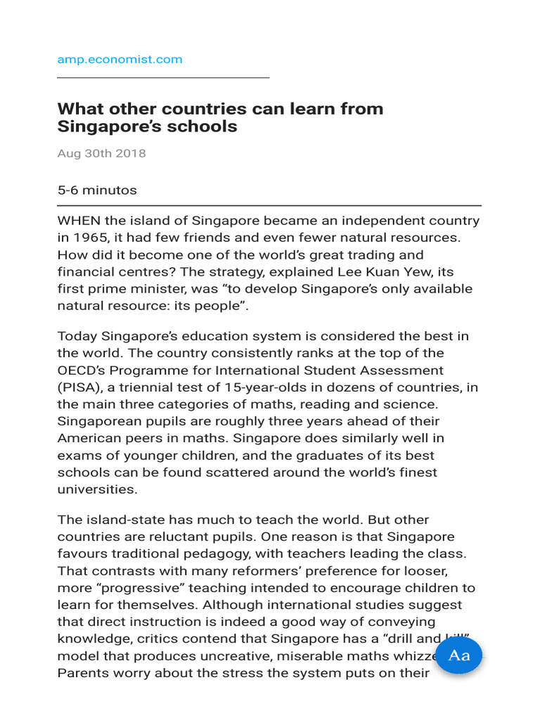 What Other Countries Can Learn From Singapore's Schools-1 | PDF ...