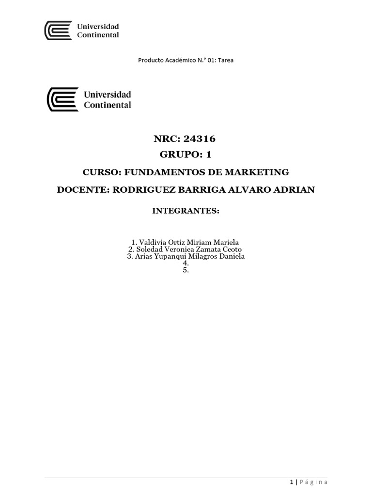 Producto Académico 01 Fundamentos de Marketing 2023 1A | PDF
