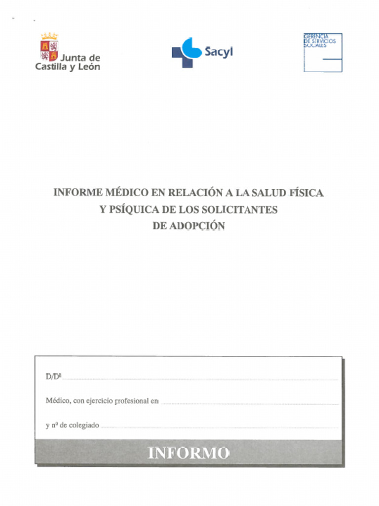 Modelo Informe Médico - SACYL | PDF