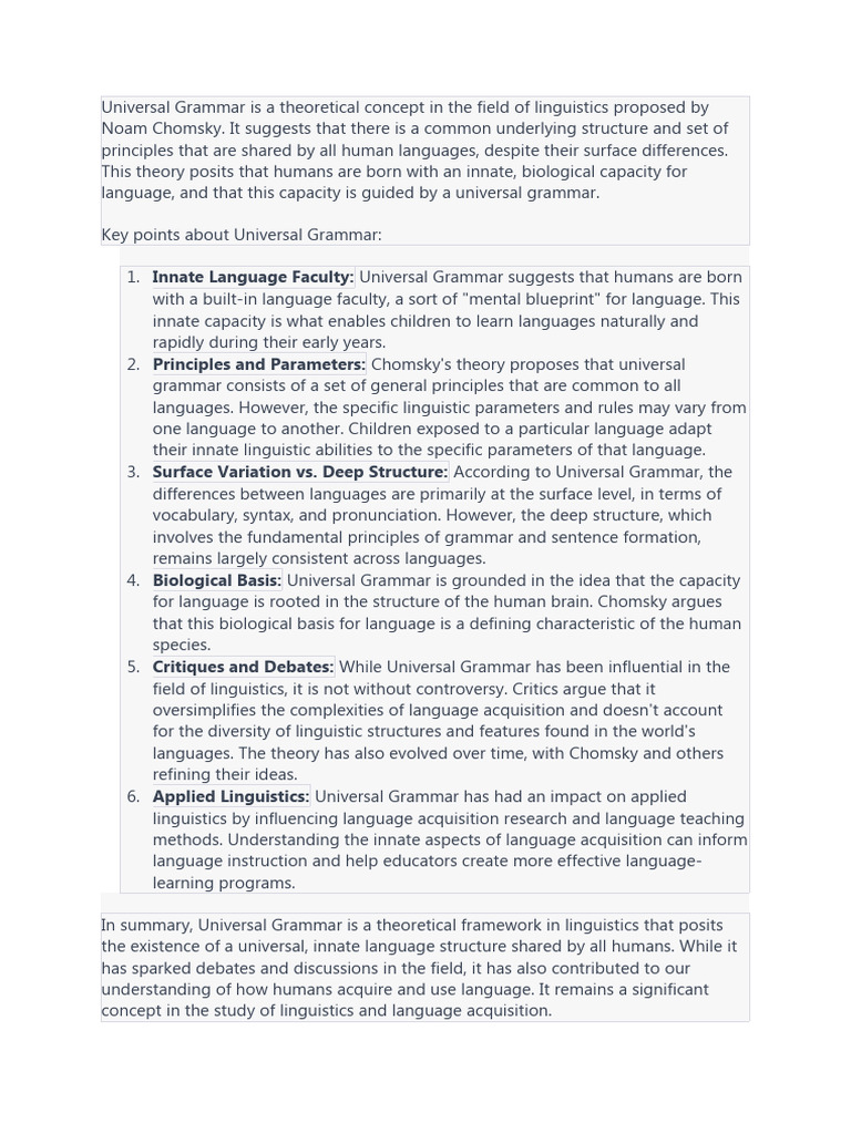 Universal Grammar | PDF