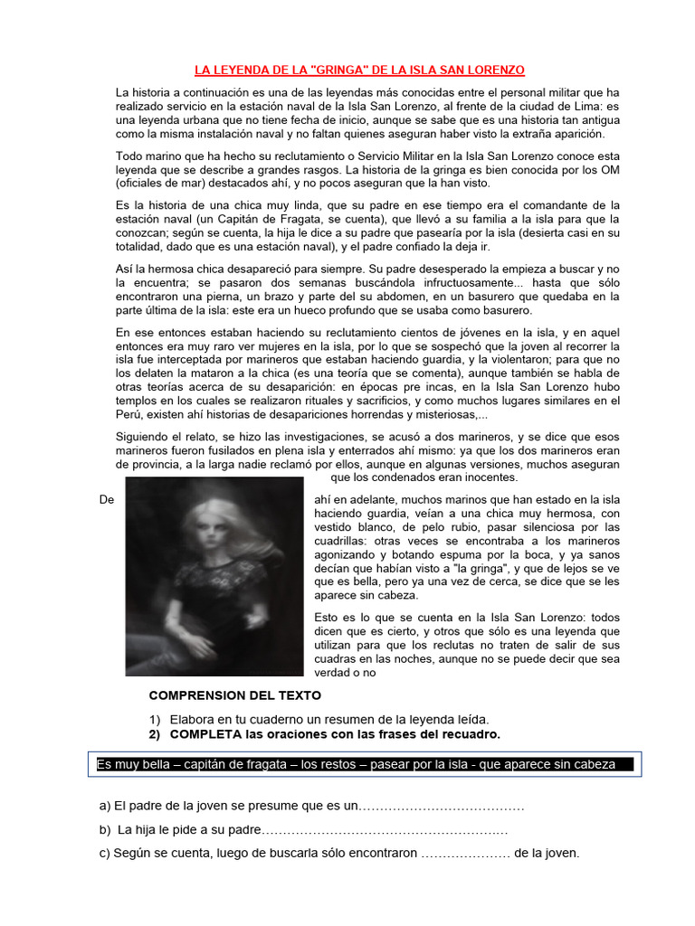 La Leyenda de La Gringa de La Isla San Lorenzo | PDF