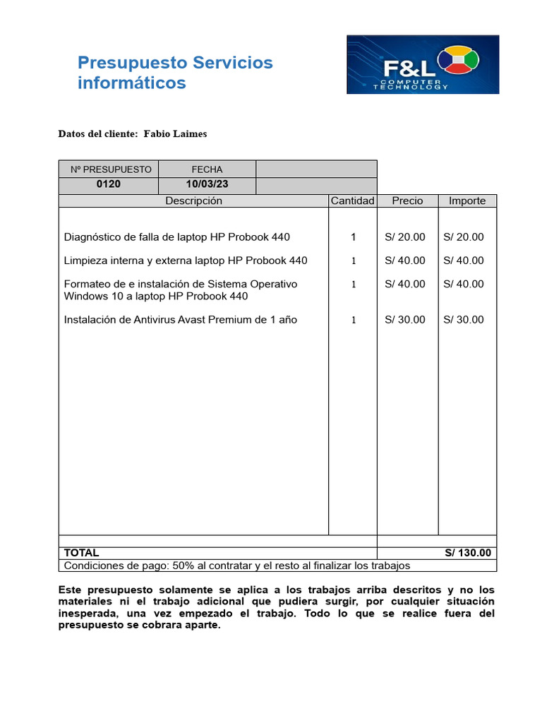 Plantilla Presupuesto Obra | PDF
