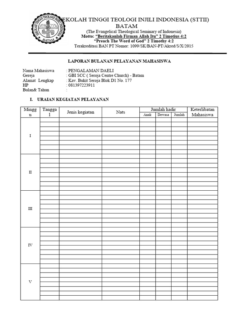 Format Laporan Pelayanan | PDF