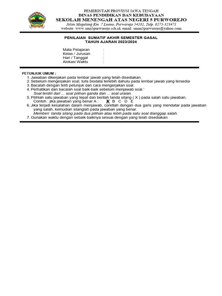 Contoh Kop Soal-1 | PDF