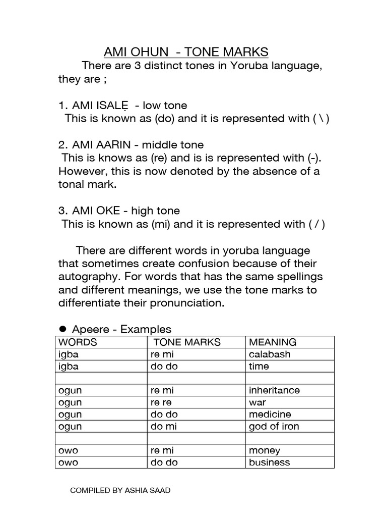 Tone Marks - Ami Ohun | PDF