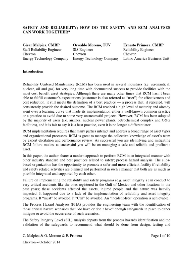 Track 1 - Cesar Malpica - Paper | PDF | Reliability Engineering | Risk