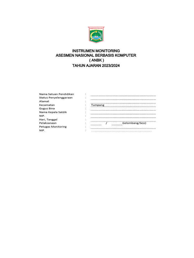 Instrumen Monev Anbk-2023 | PDF