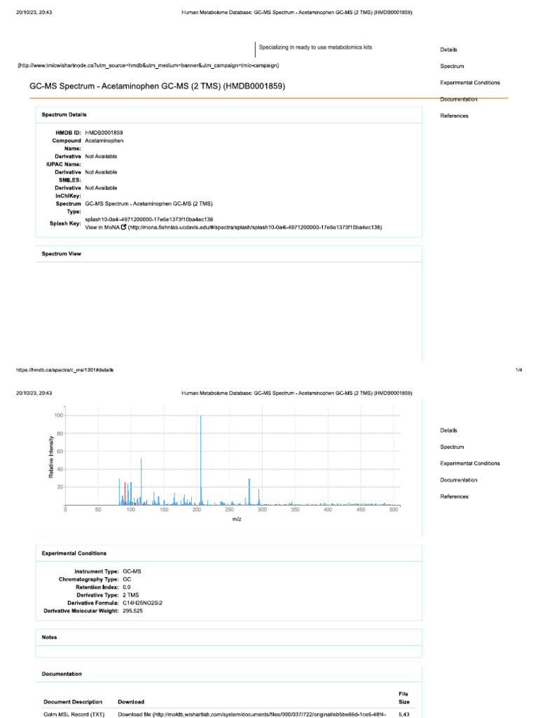 MS ESPECTRO PARACETAMOL | PDF