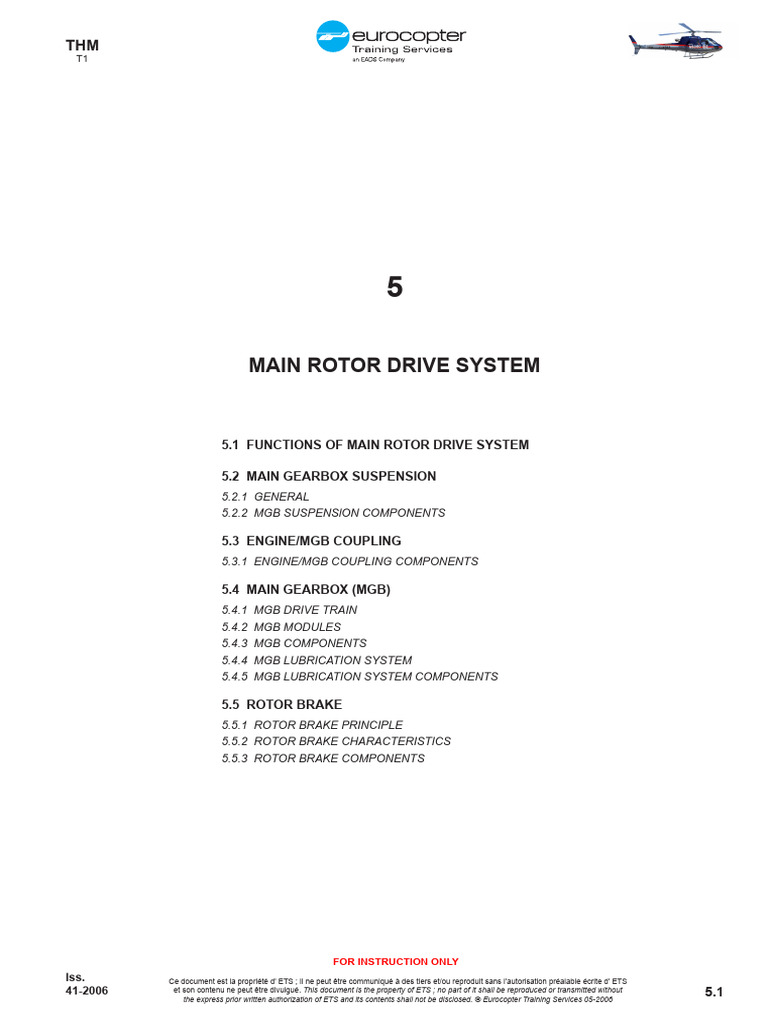 05 - Main Rotor Drive System | PDF | Gear | Helicopter Rotor