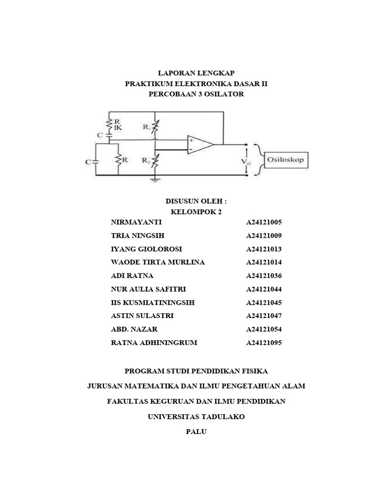 Laporan Percobaan 3 Osilator Kelompok 2 | PDF