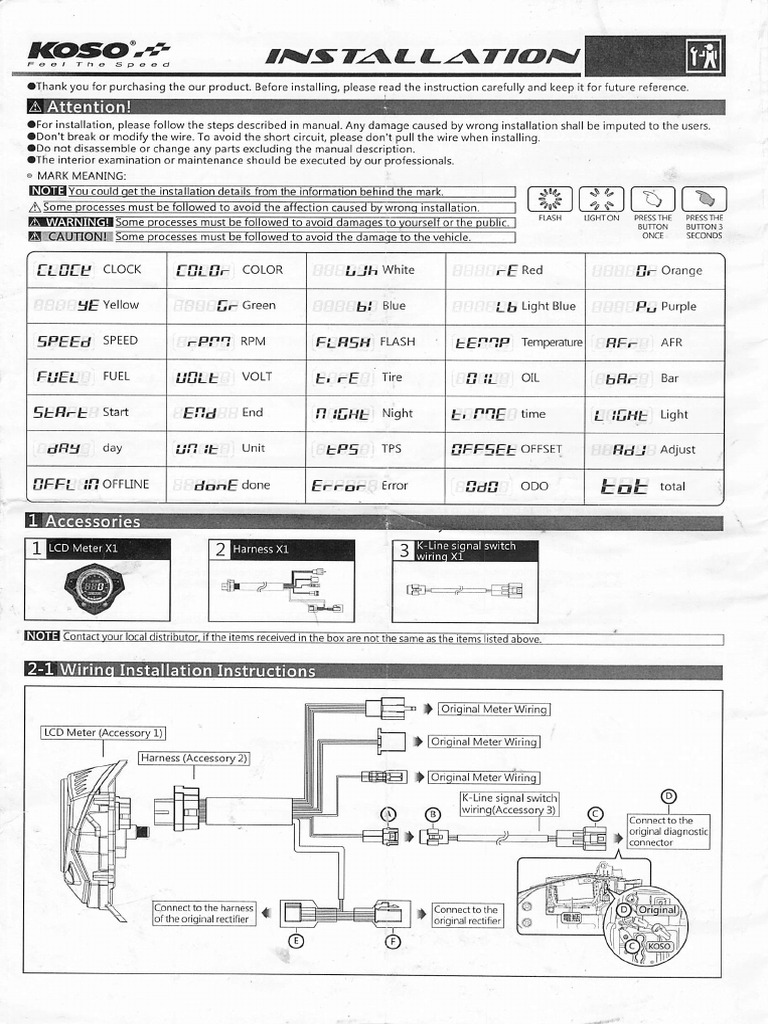 KOSO Installation Guide Mio I 125 | PDF
