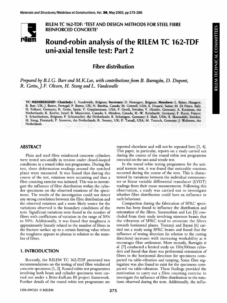 Rilem TC 162-TDF Uniaxial Tensile Test Part 2 | PDF | Deformation ...