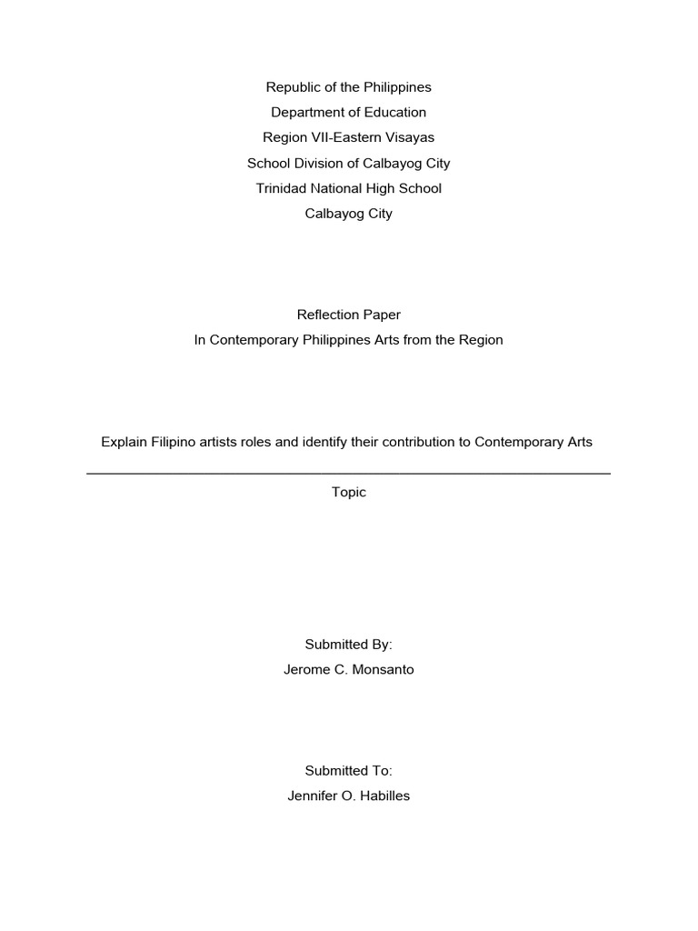 TOPIC 3 Explain Filipino Artists Roles and Identify Their Contribution ...