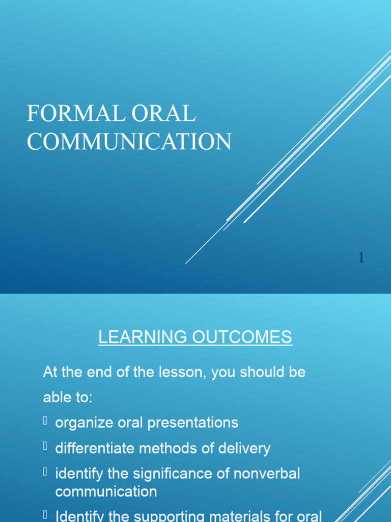 Week 2 - Formal Oral Communication | PDF