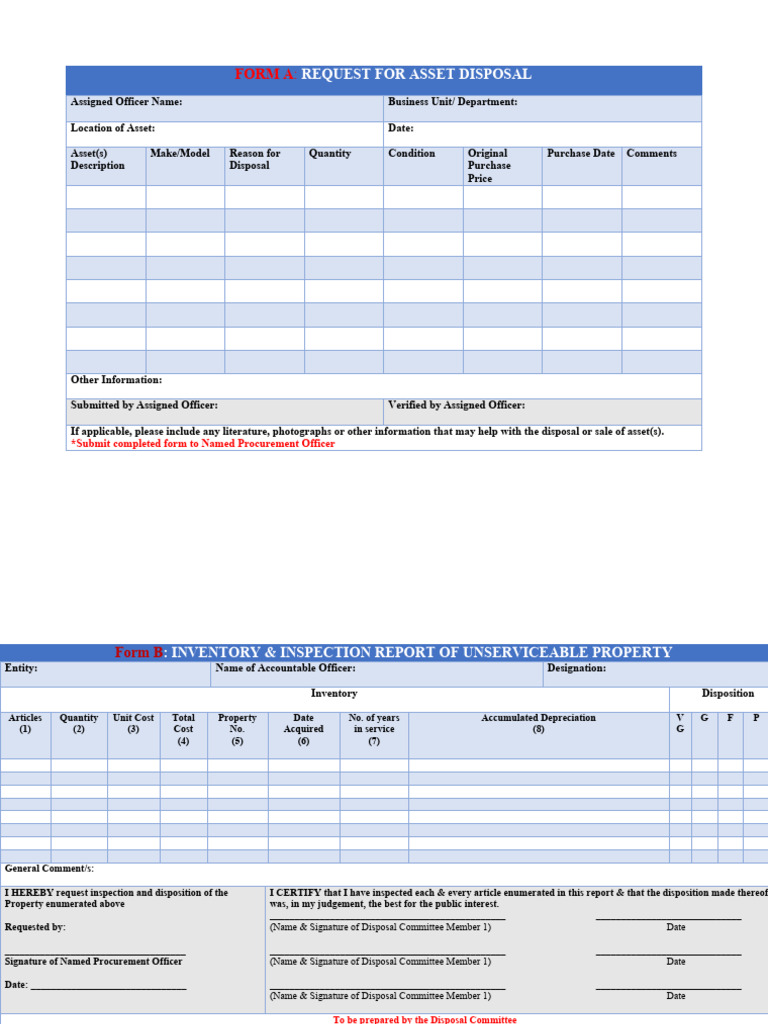 Disposal Forms Editable Draft Templates | PDF