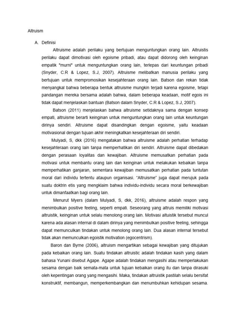 Memahami Altruisme dan Karakteristiknya | PDF