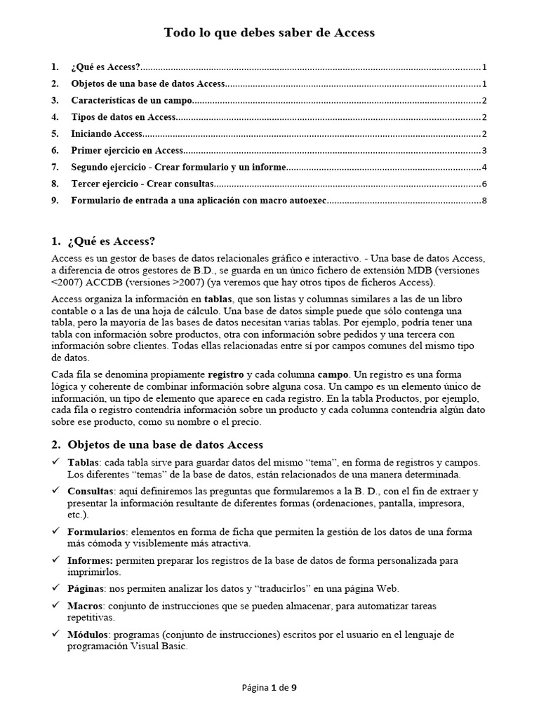 Todo Lo Que Debes Saber de Access | PDF | Bases de datos | Archivo de computadora