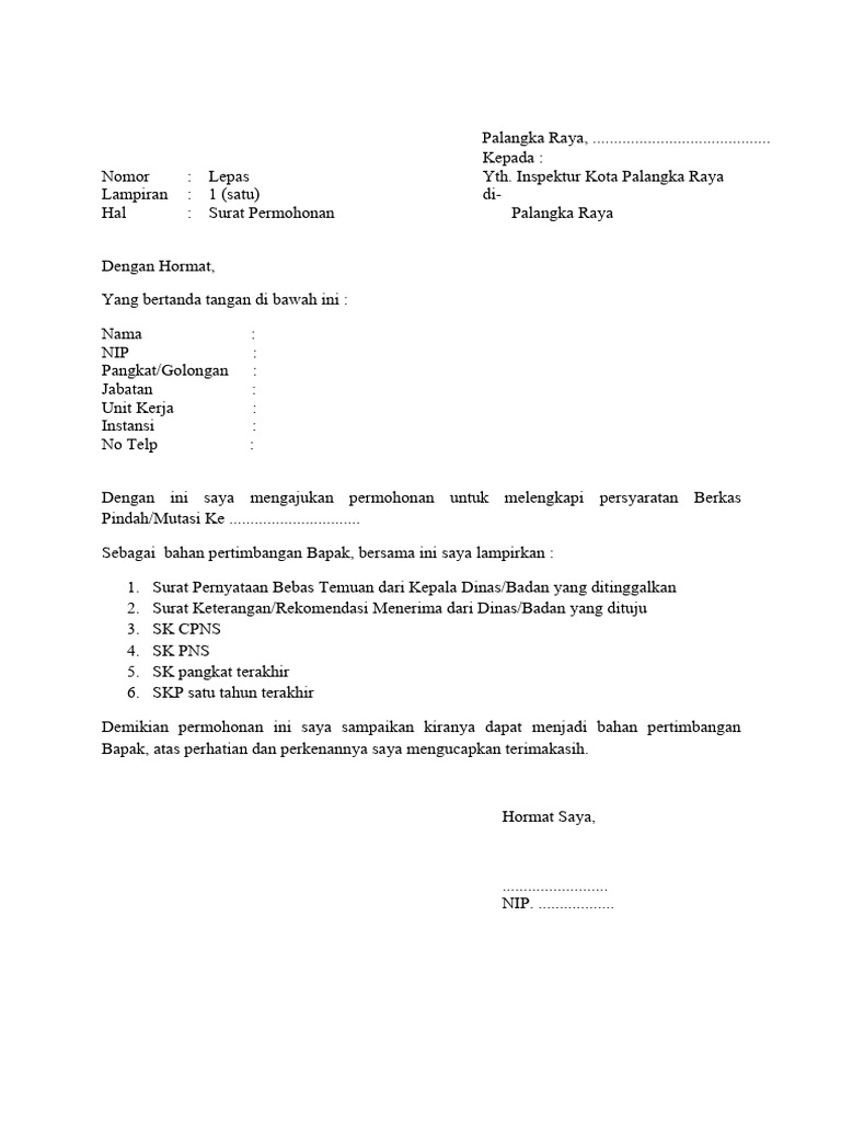 Format Surat Permohonan Bebas Temuan PDF | PDF