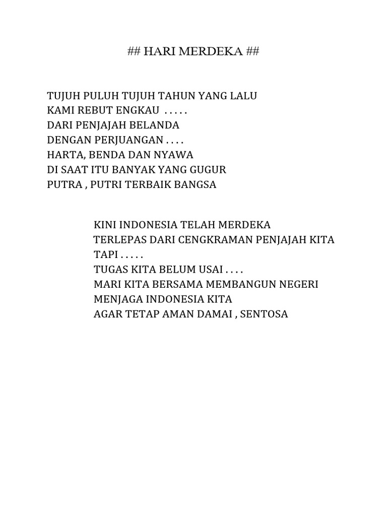 Puisi Hari Merdeka | PDF