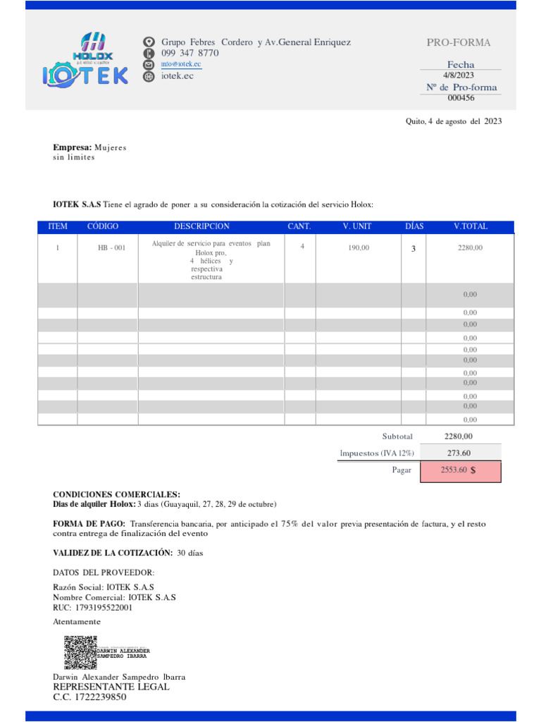 Formato proforma | PDF