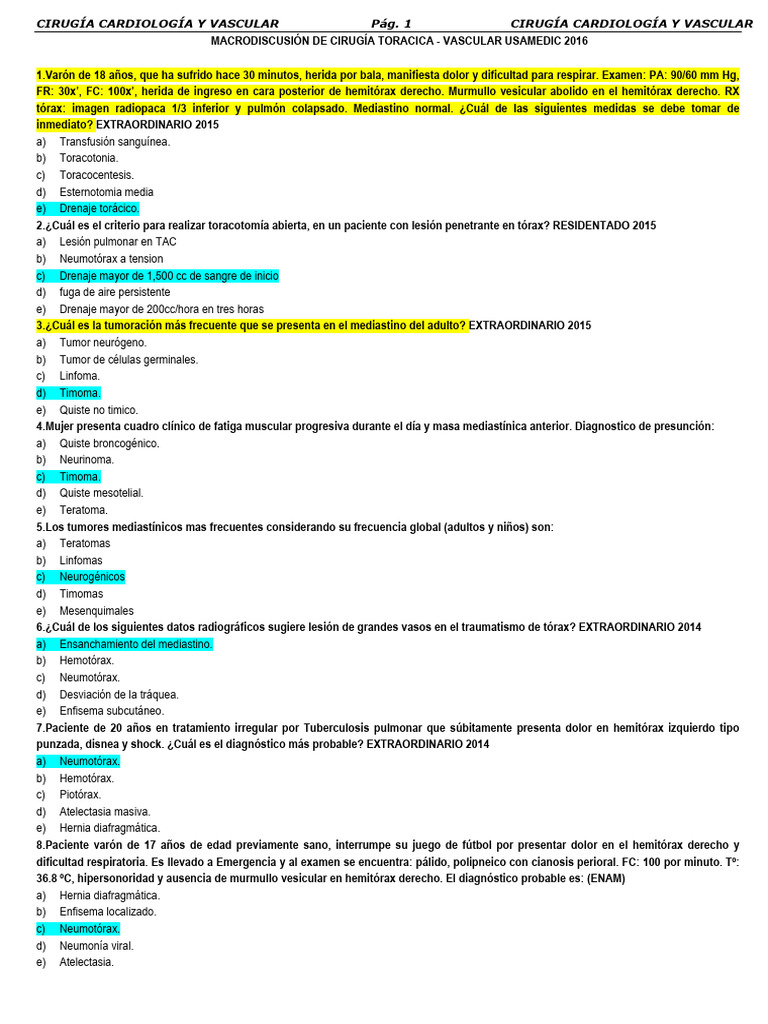 Cirugia de Torax y CV | PDF